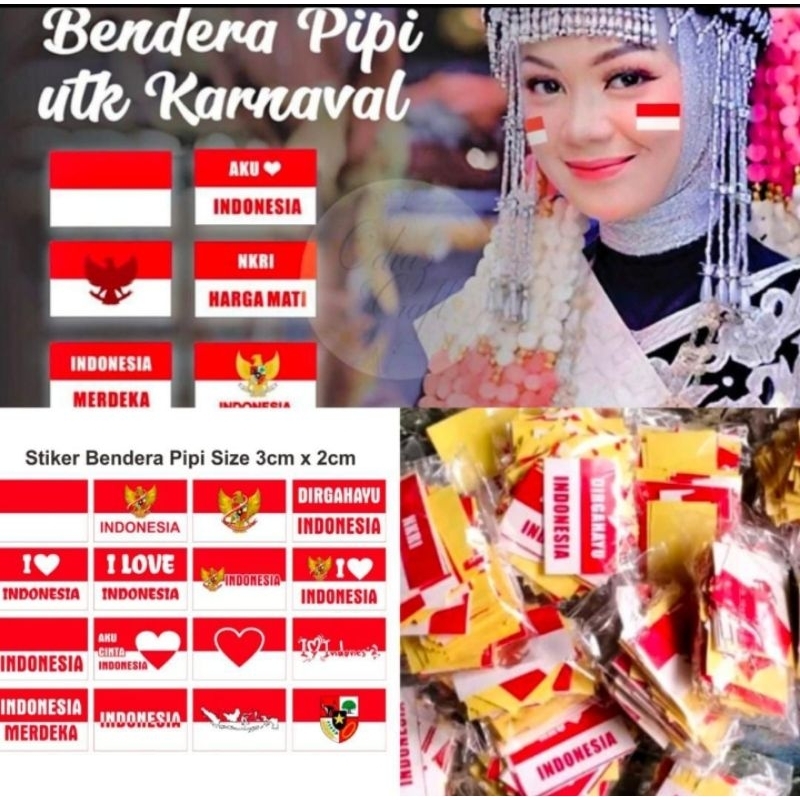 Jual 100pcd sticker pipi merah putih sticker pipi isi 100 sticker pipi ...