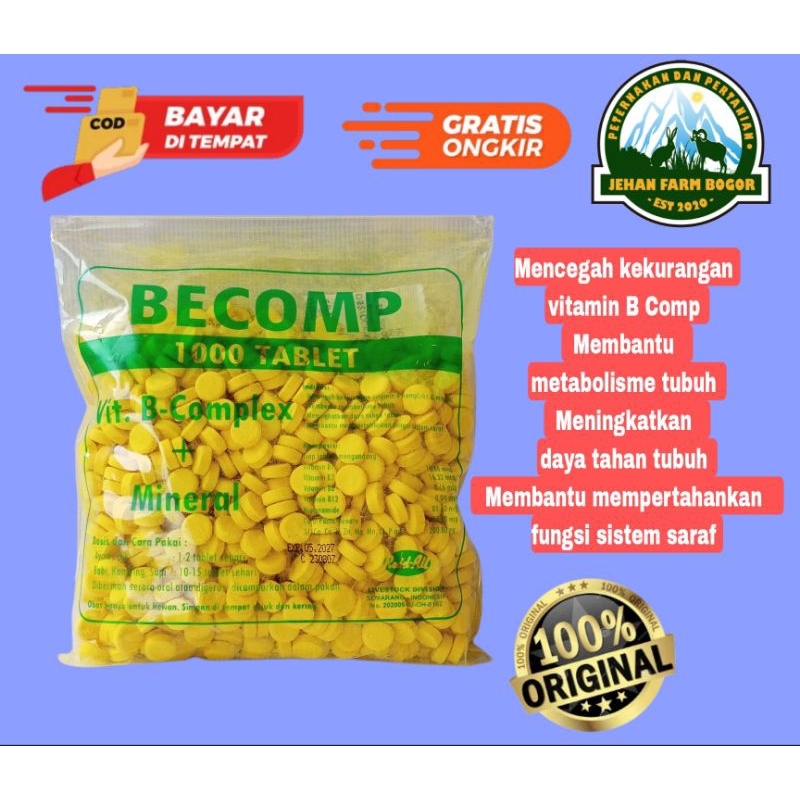 Jual VITAMIN B COMPLEX BECOMP 1000 TABLET VIT B Comp plus mineral untuk ...