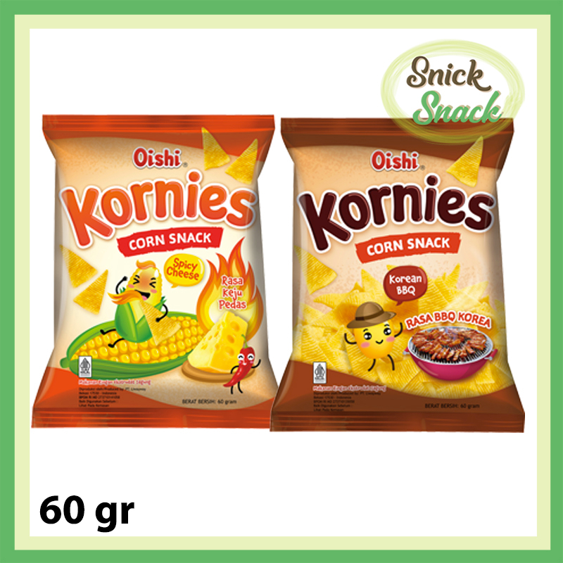 Jual Kornies Snack Keripik Jagung Renyah 60 gr BBQ Korea Spicy Cheese ...