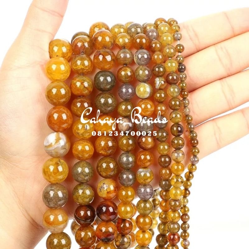 Jual Manik Batu Alam Kunyit / Sisik Naga Kuning Bulat | Shopee Indonesia
