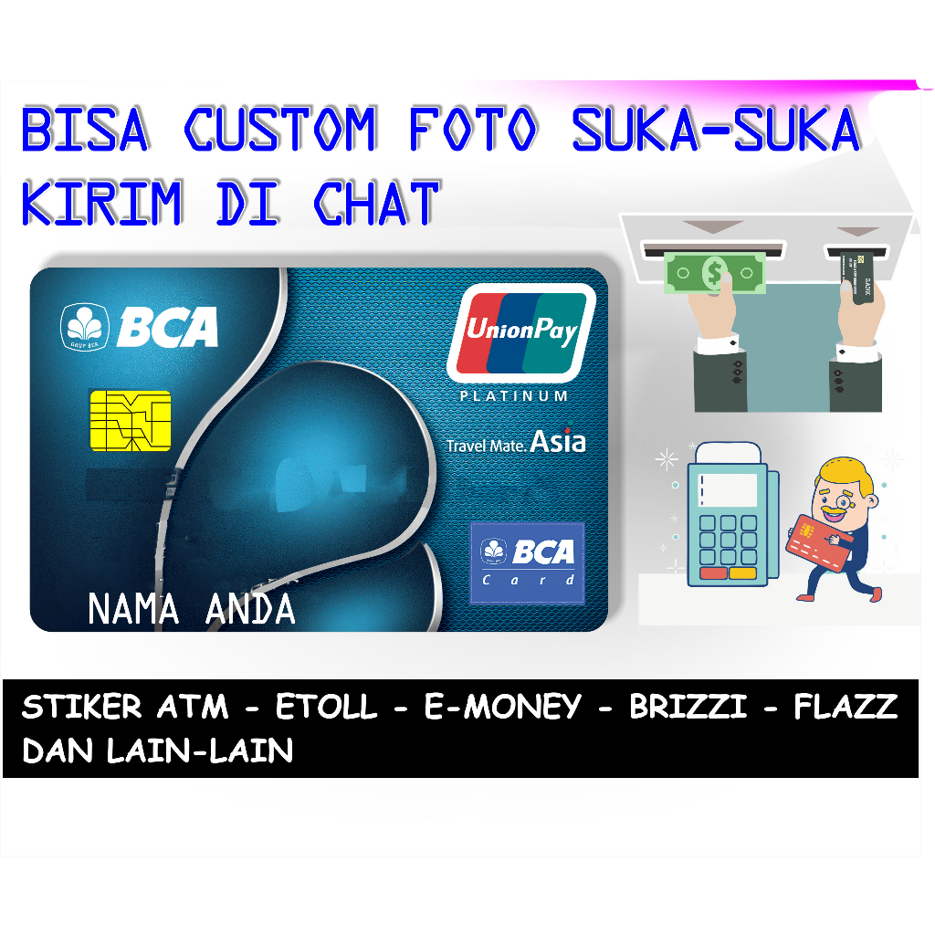 Jual Stiker Atm Skin card atm black card Bca prioritas laminasi anti ...