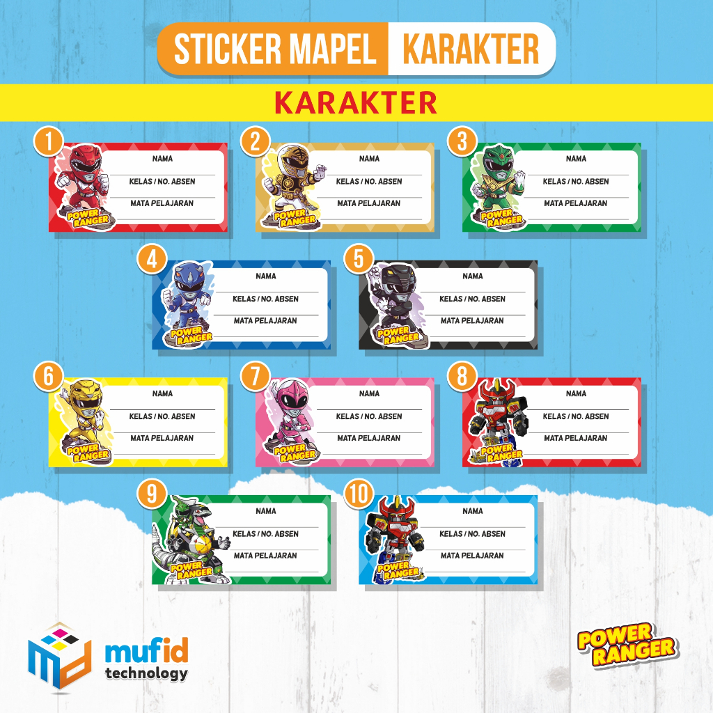 Jual Stiker Label Buku / Mapel Custom RANGER (10 PCS) | Shopee Indonesia