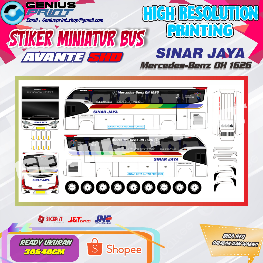 Jual Stiker Miniatur Bus Avante SHD Motif Sinar Jaya | Setia Negara Uk ...