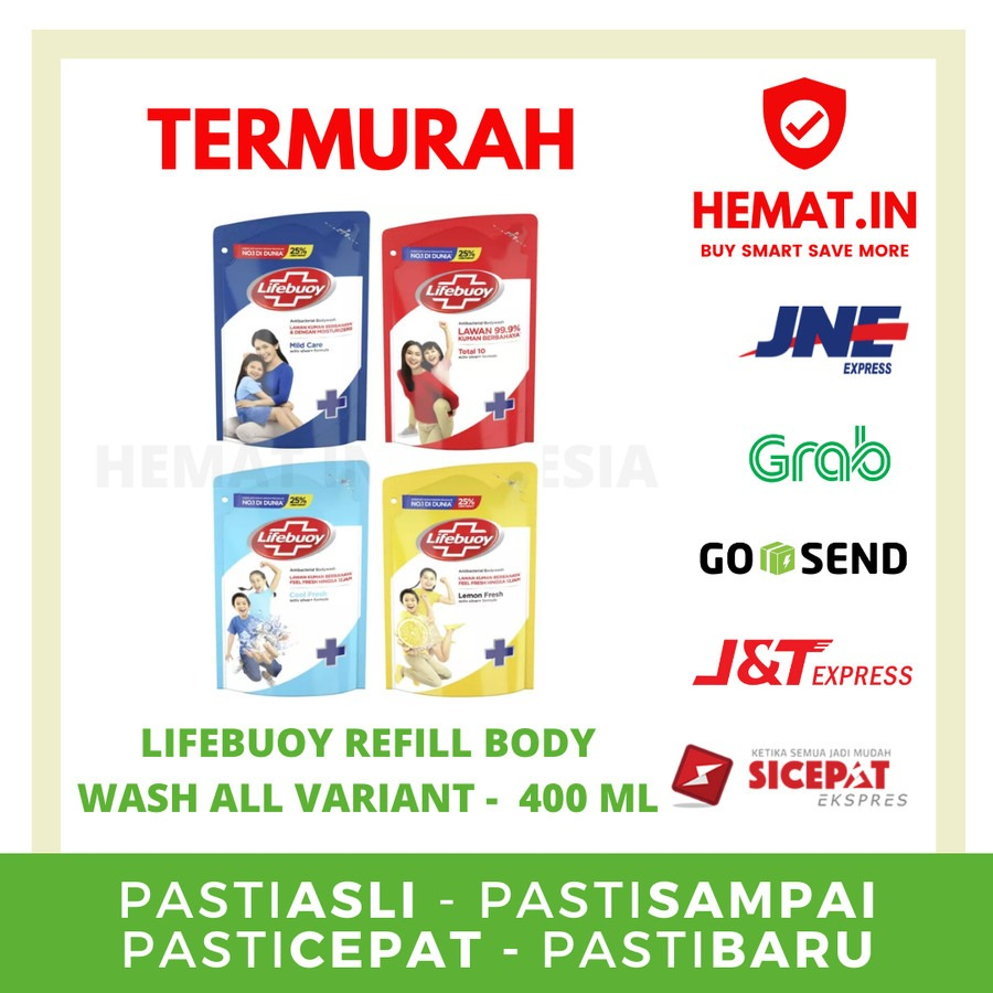 Jual LIFEBUOY BODYWASH SABUN CAIR 400 ml MILD MERAH BIRU KUNING SABUN ...