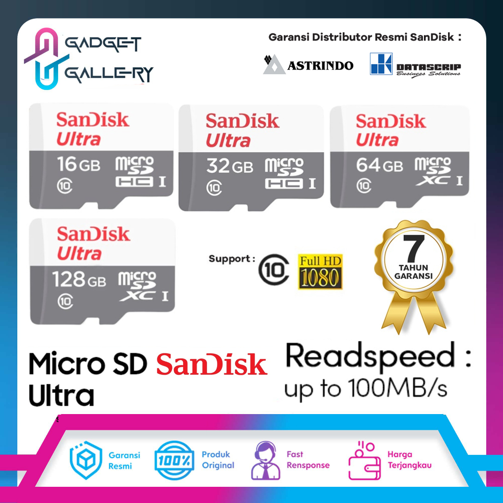 Jual Memori Card 16GB 32GB 64GB 128GB CLASS 10 100Mbps Micro sd Memory ...