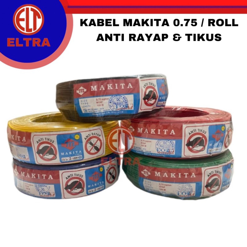 Jual Kabel makita 0.75 / 100 meter serabut nyaf / roll rol tembaga asli original ori transparan ...