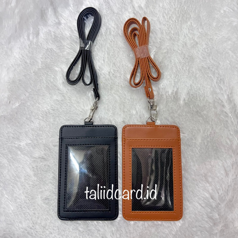 Jual TEMPAT ID CARD KULIT 2 KARTU SET NAMETAG KULIT SET PREMIUM ...