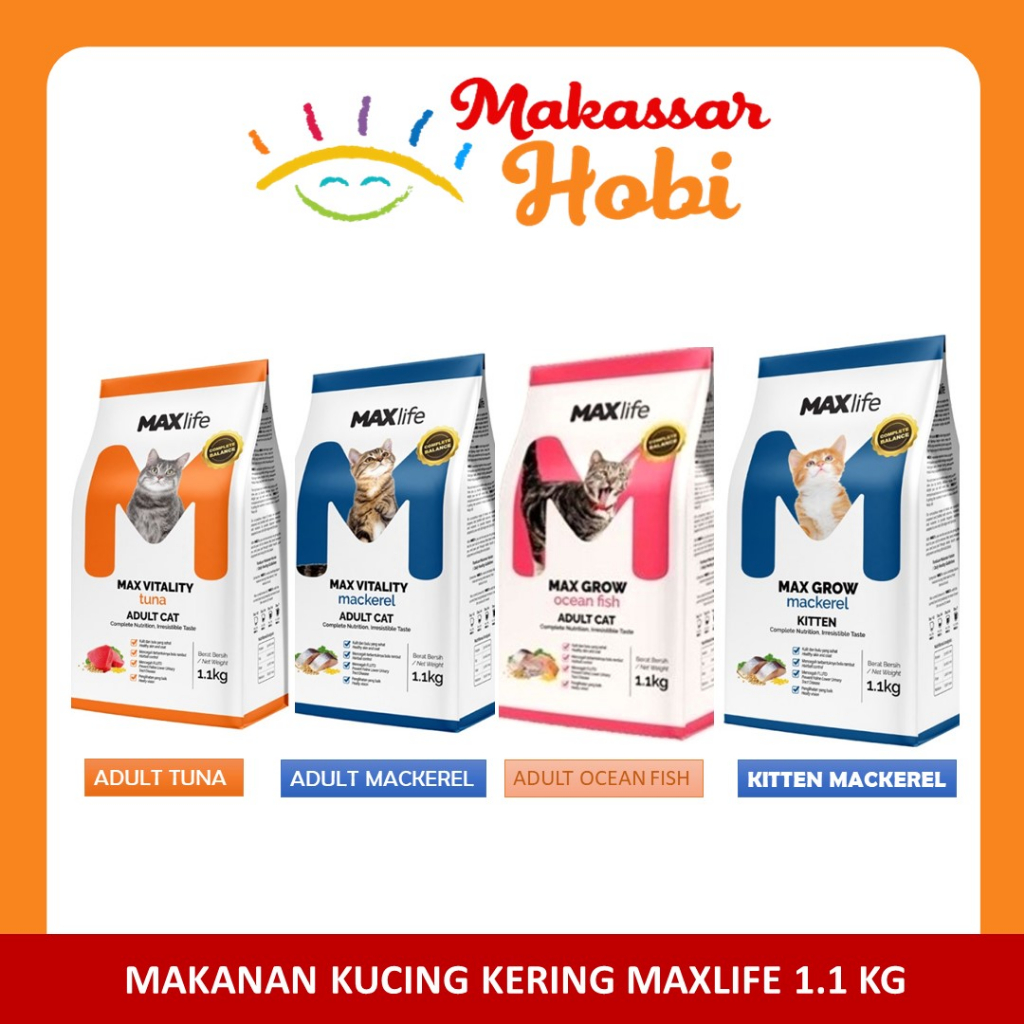 Jual Maxlife Dry Cat Food Adult & Kitten 1.1kg Tuna Mackerel Ocean Fish ...
