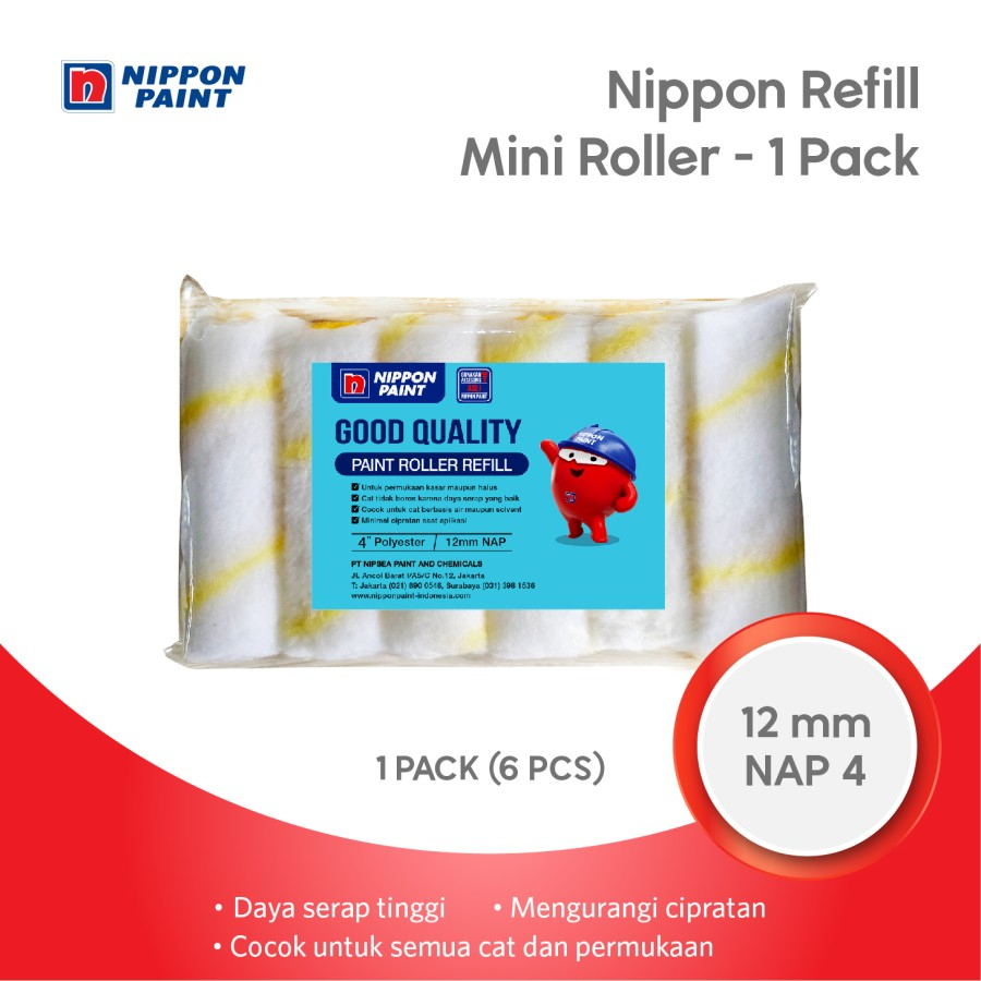 Jual Nippon Mini Roller 4 Inch Refill -12mm NAP/4"- For Interior ...