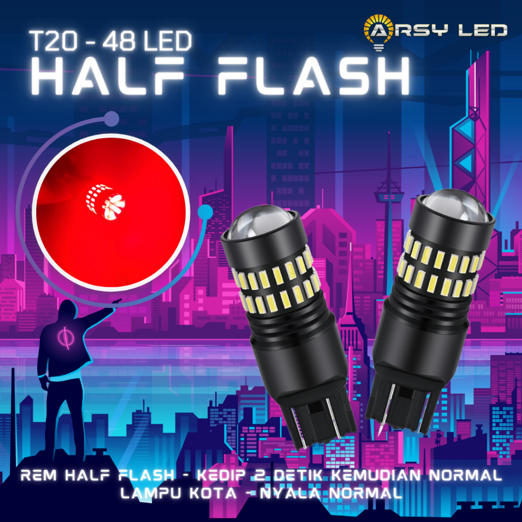 Jual ARSY LED LAMPU REM T20 Half Flash Strobo Innova Reborn Calya Sigra ...