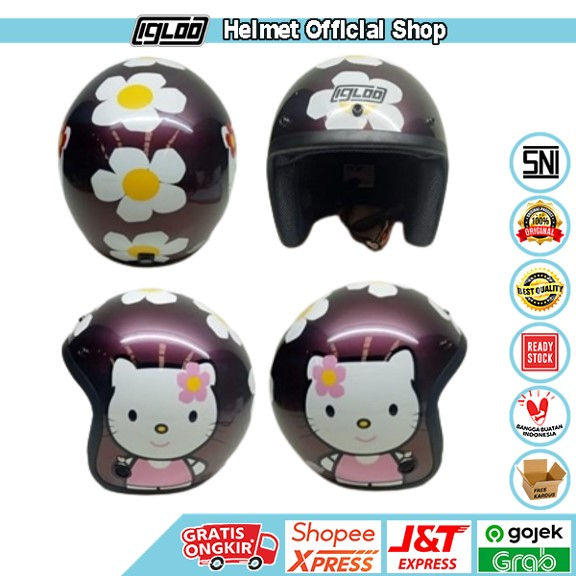 Jual Helm Bogo Retro Igloo Motif Kitty Cat , SNI | Shopee Indonesia