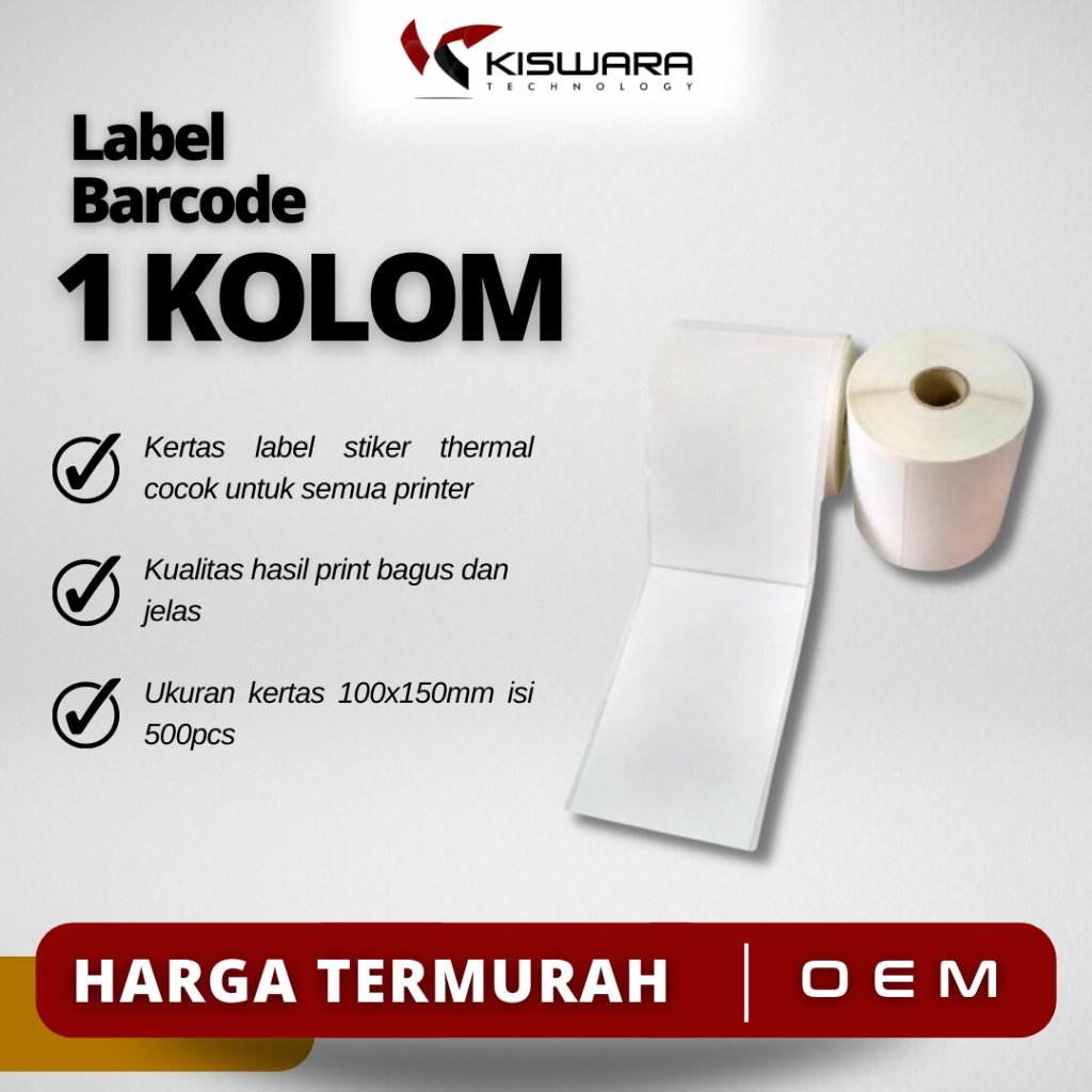 Jual Stiker Label Barcode Thermal 1 Kolom 100x150mm [500 PCS] | Shopee ...