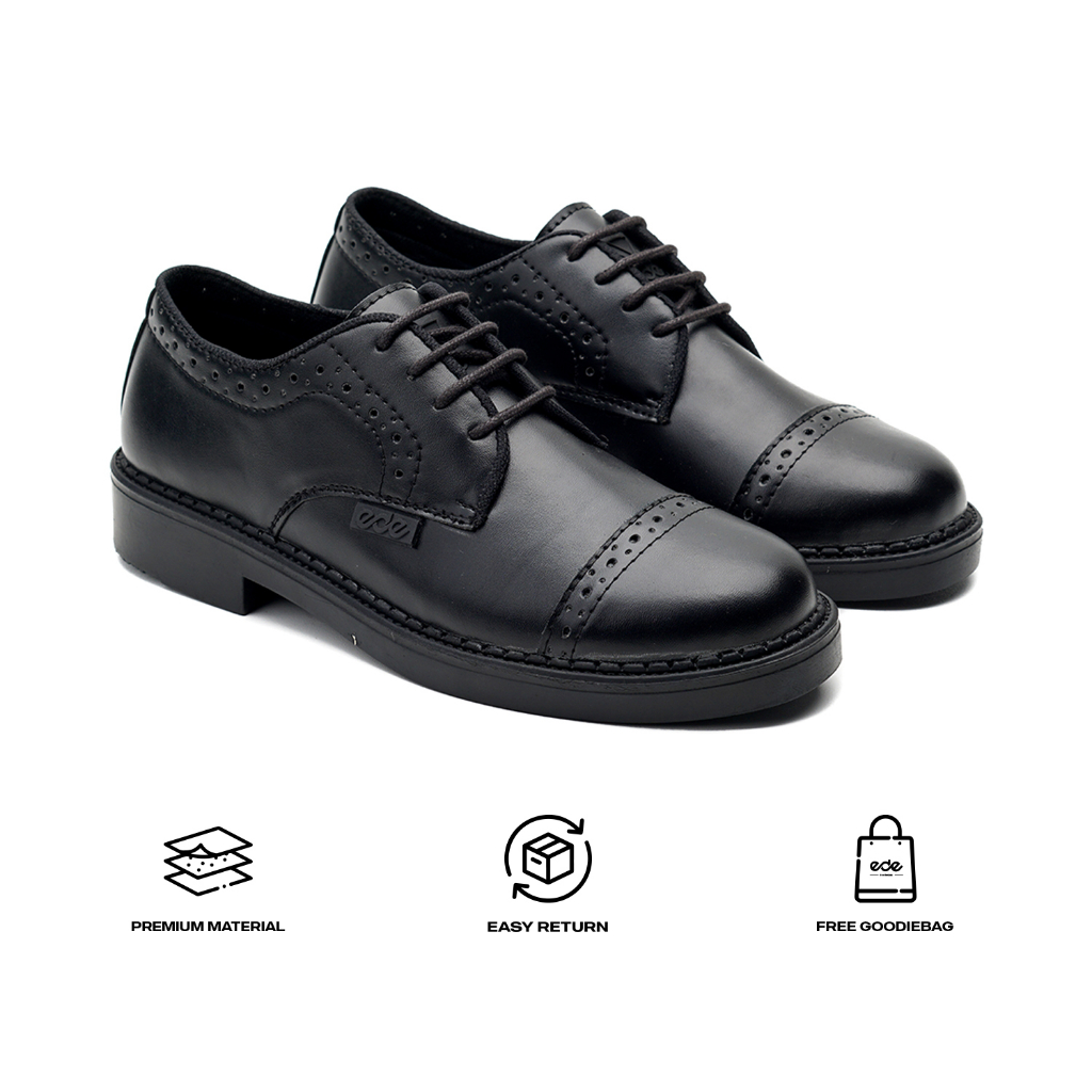 Jual Edefootwear HAZEL - Sepatu Derby Brogue Kulit Casual Tali Hitam ...