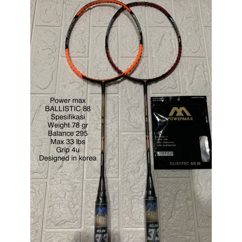 Jual Raket badminton POWER MAX SUPER POWER BALLISTIC 88 grip 4U KUAT ...