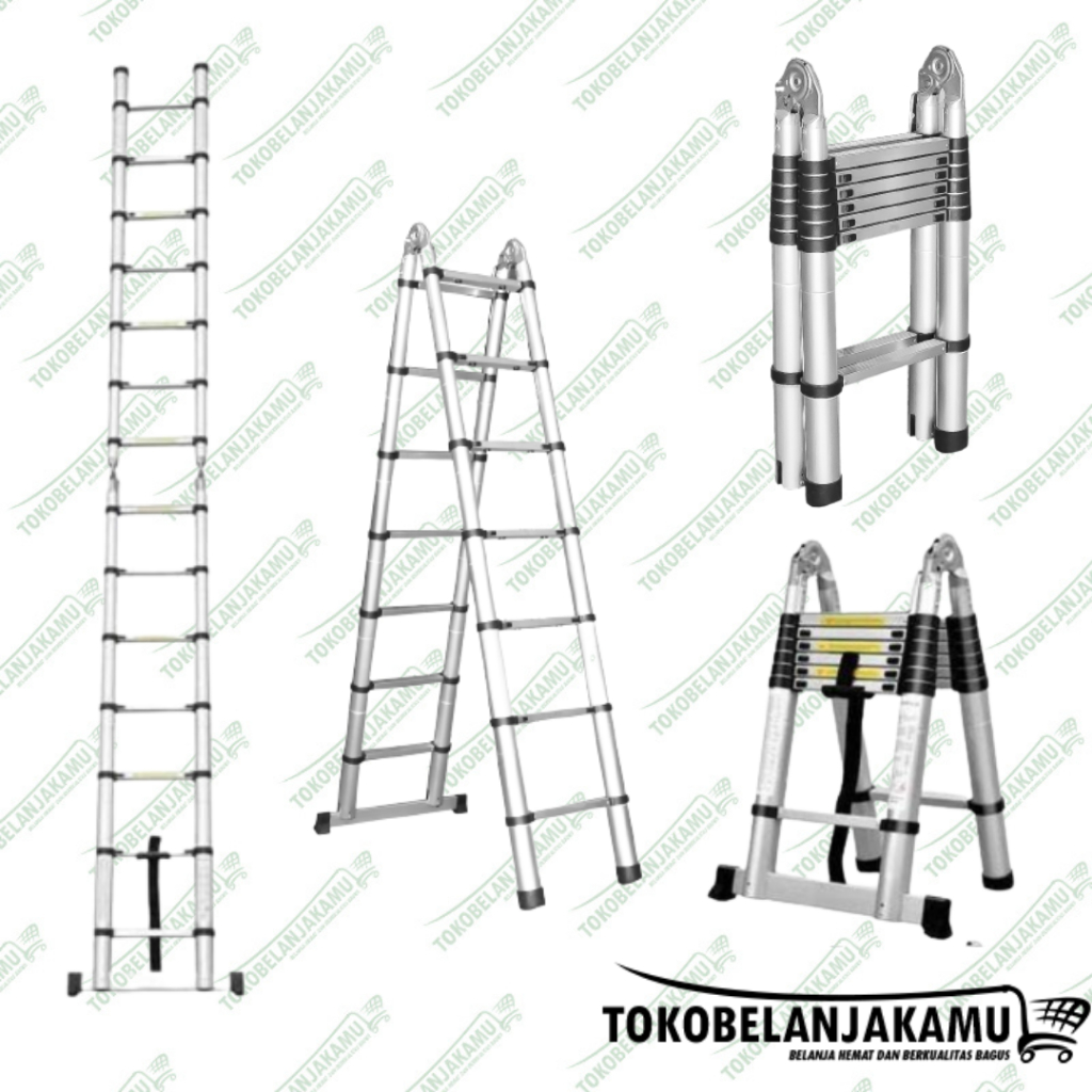 Jual Tangga Lipat Aluminium Teleskopik Double Telescopic Ladder | Shopee Indonesia