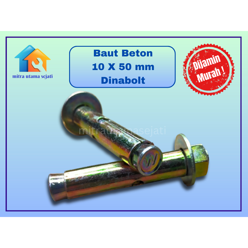 Jual Baut Beton Dinabolt Baut dynabolt 10 x 50 mm WOWO | Shopee Indonesia