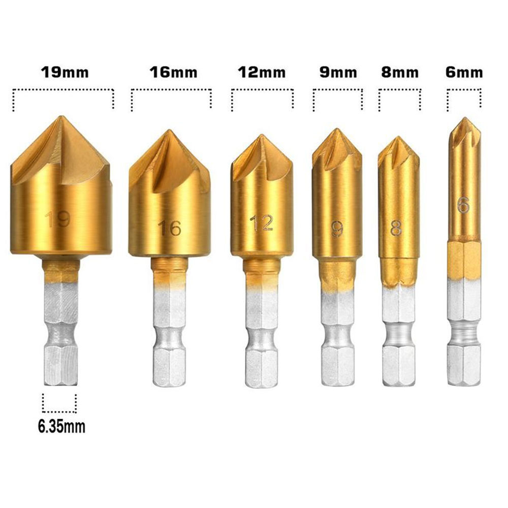 Jual Mata Bor Countersink Set 6pcs Ukuran 6-19mm | Shopee Indonesia