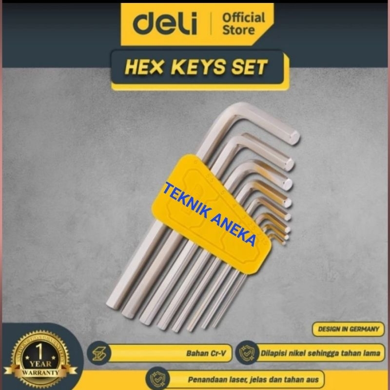 Jual DELI KUNCI L SET 8 PCS HEX KEY WRENCH SET 8PCS | Shopee Indonesia