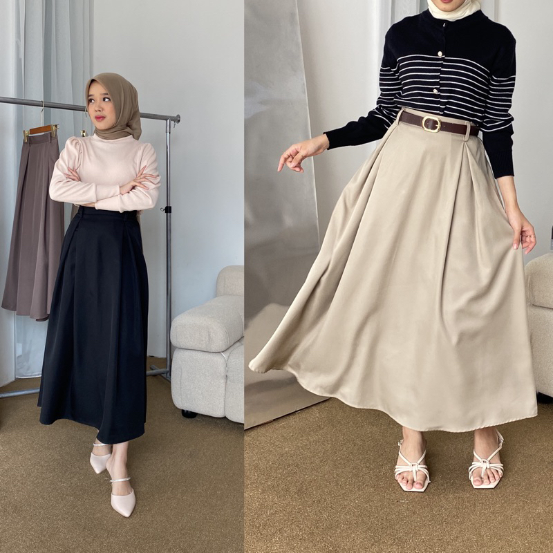 Jual ALEKA - Ruby Skirt | Rok A-Line Semi Wol | Shopee Indonesia