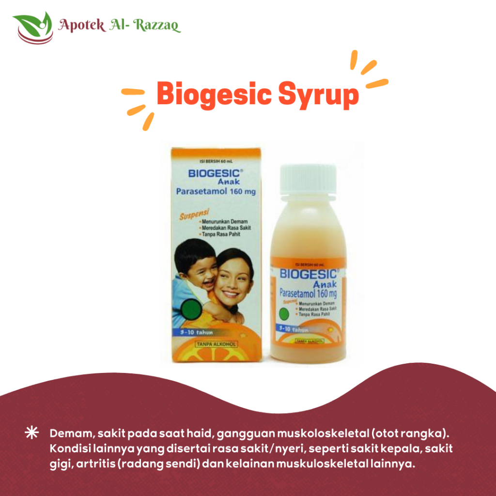 Jual Biogesic Syrup 60 ml - Penurun Demam dan Pereda Nyeri | Shopee ...