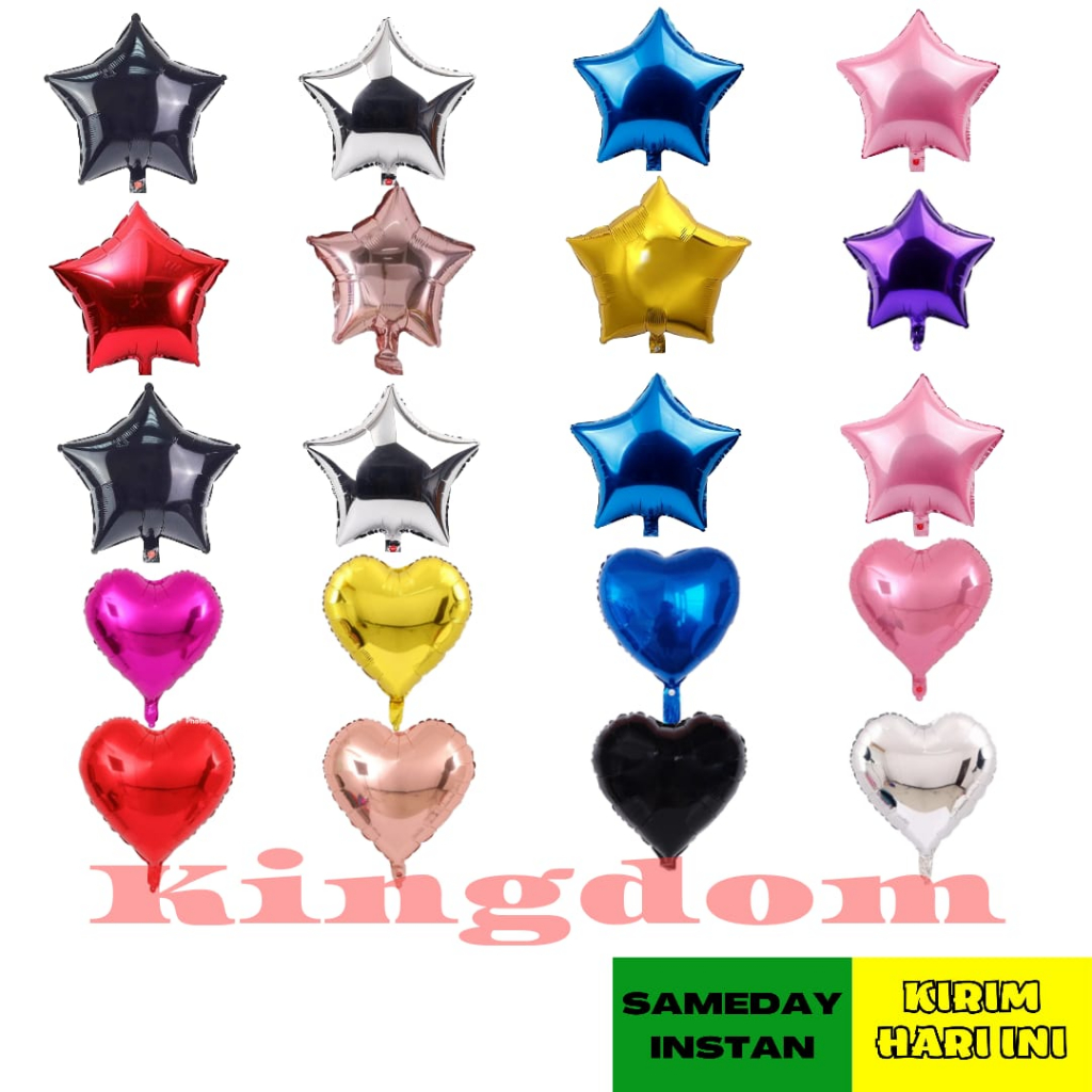 Jual Balon Foil Bintang dan Hati 20cm / Balon Ulang Tahun Bintang Love ...