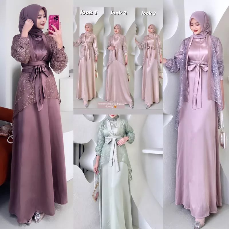 Jual Citra Dress Bahan Silk mix Brukat Premium Dress Pesta Muslim Dress Wanita Terbaru Gamis ...