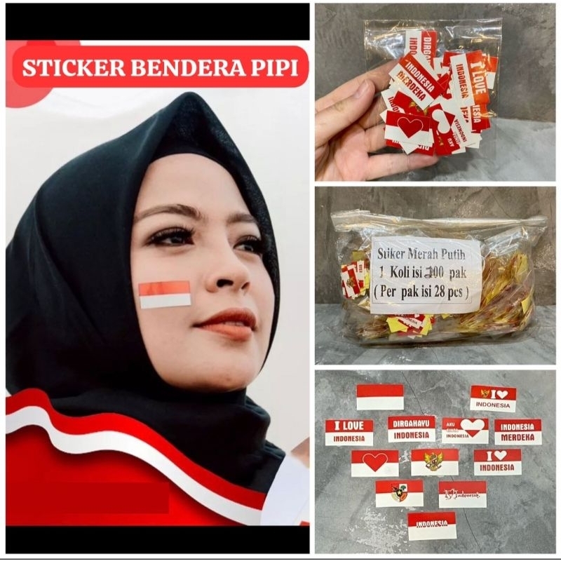 Jual Sticker Pipi Per 10pcs-Sticker Merah Putih pipi-Stiker Pipi ...