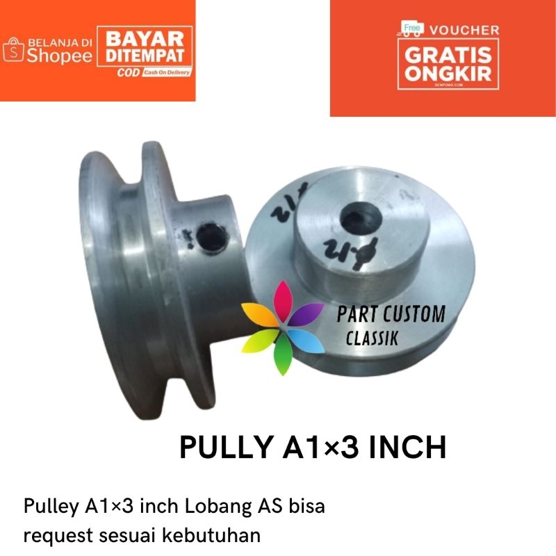 Jual Pulley pully puli Puley Poli polly A1x3inch Bebas reques diameter ...