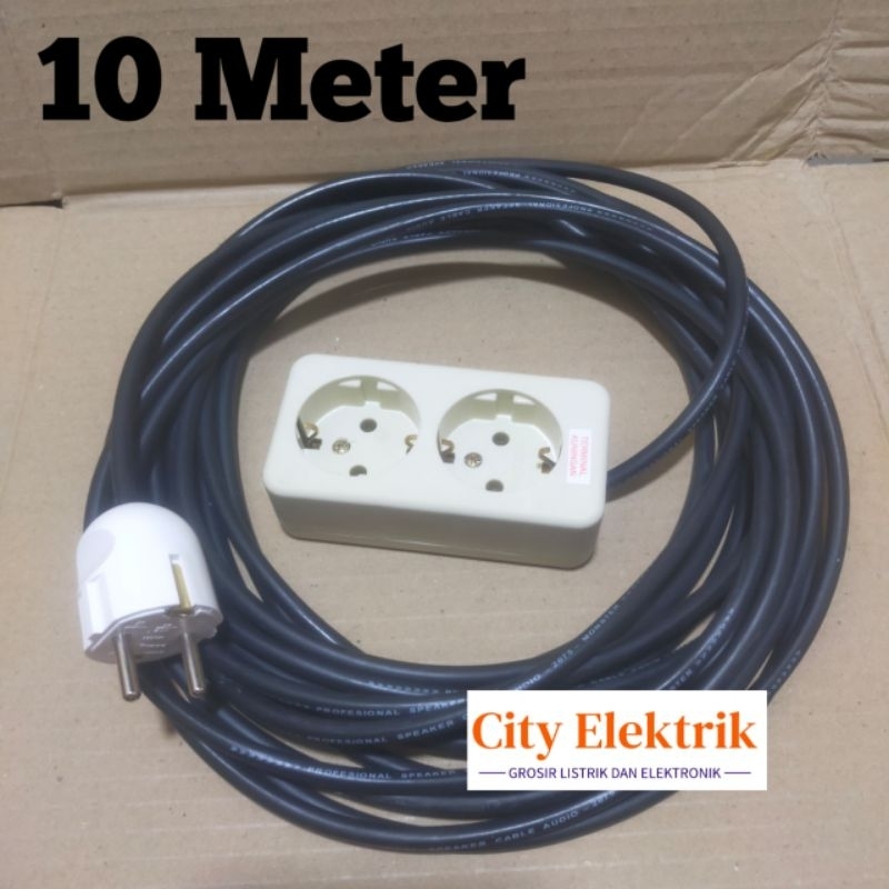 Jual Stop Kontak Jadi Rakitan Kabel 10 Meter + Terminal Uticon 2 Lubang ...