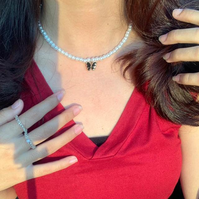 Jual Kalung Mutiara Pearl Necklace Choker Kalung Hijab [BACA DESKRIPSI ...