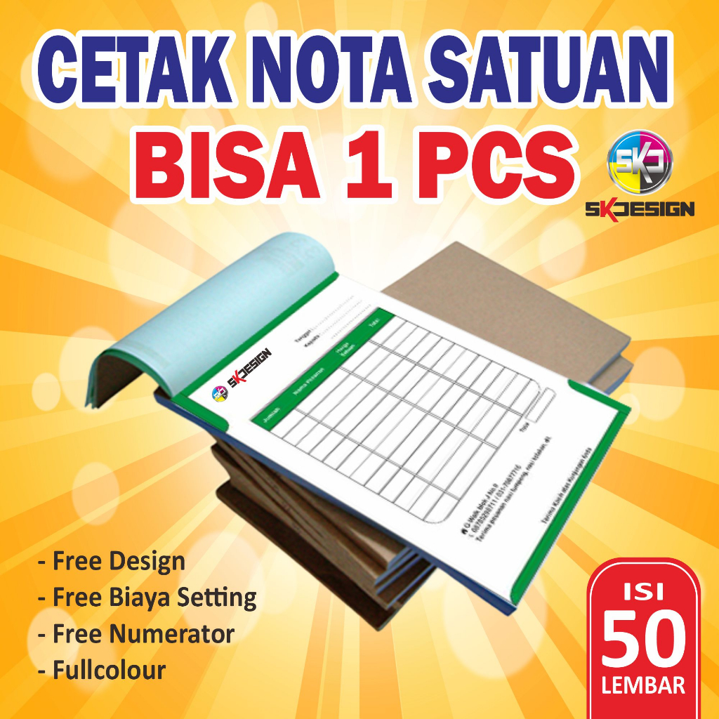 Jual Cetak Nota Bon Faktur Kwitansi Custom | BISA SATUAN !!! 1 Rangkap ...