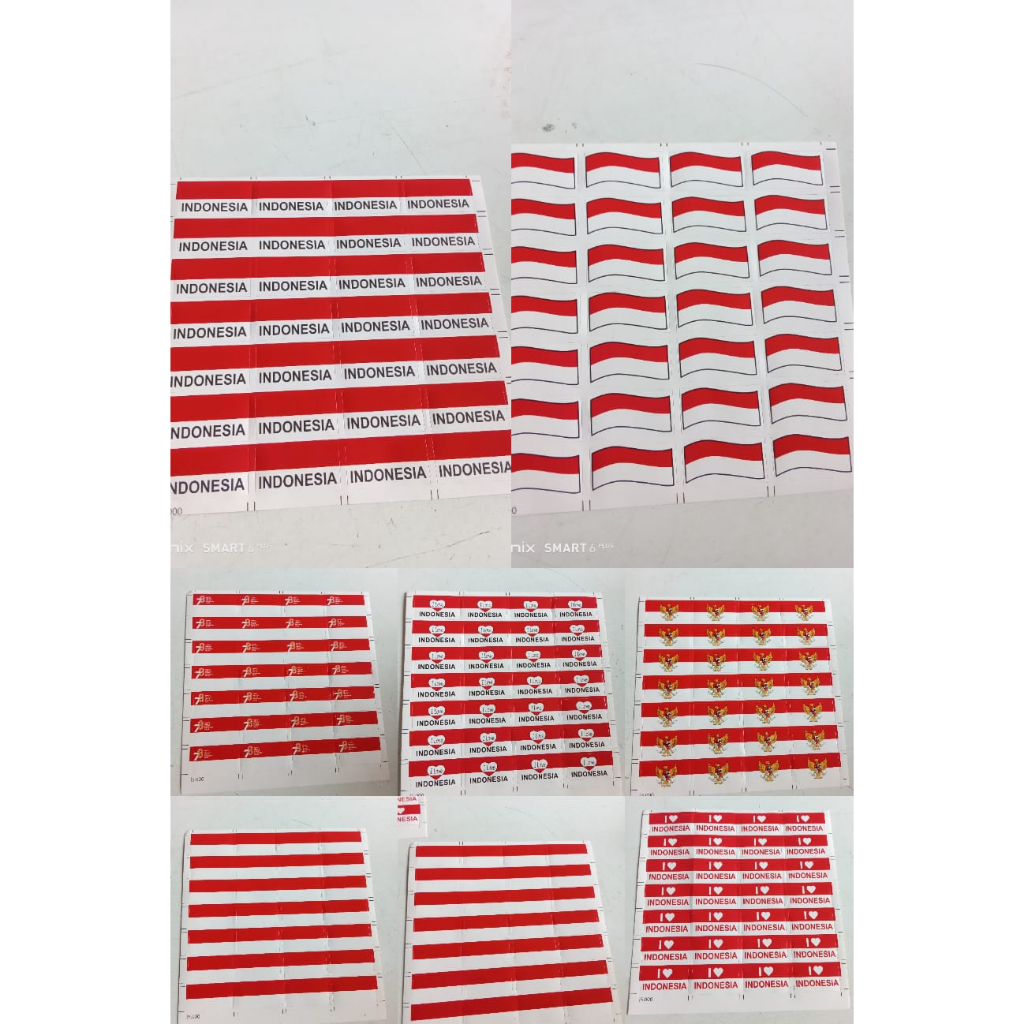 Jual Per Lembar Stiker Pipi Muka Tangan Bendera Merah Putih,per lembar ...
