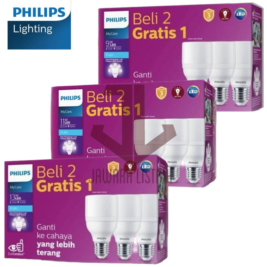 Jual PHILIPS PACK LED BRIGHT 2 GRATIS 1 13W 11W 9W E27 LEDBRIGHT ...