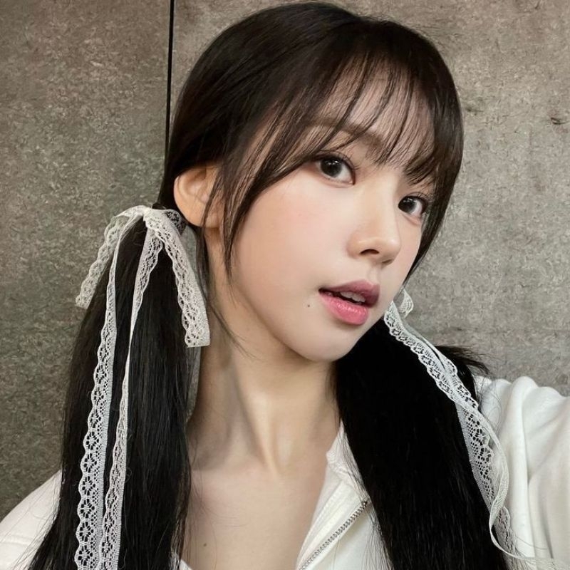 Jual ikat rambut long ribbon rajut bow lace KARINA aespa white | Shopee ...