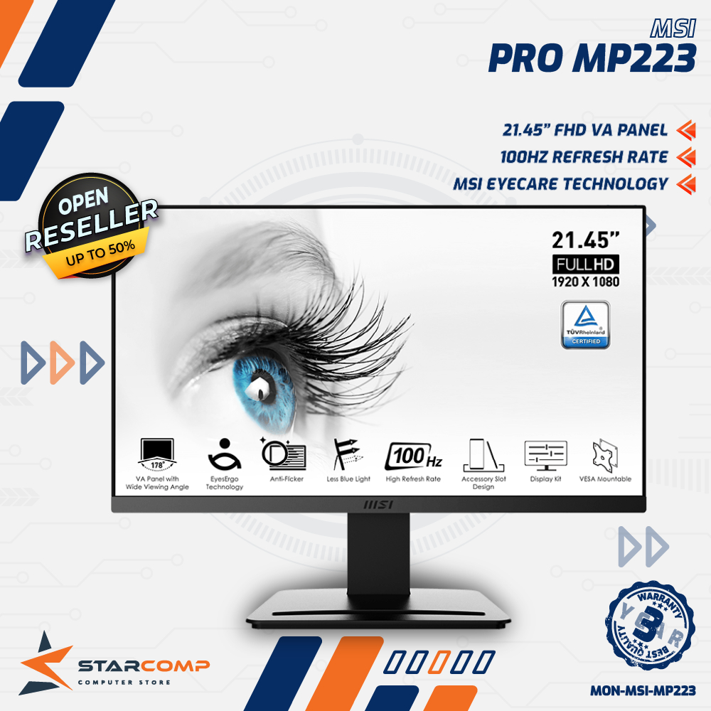 Jual MSI PRO MP223 E2 Bussines Produtctivity Monitor FHD 1080p 100Hz MP ...
