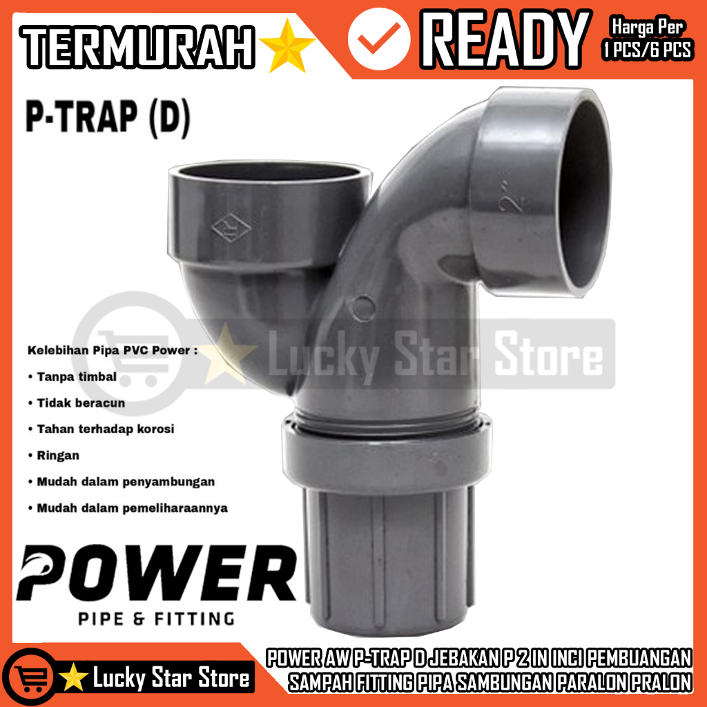 Jual POWER AW P-TRAP D JEBAKAN P 2 IN INCI INCHI INCH POWER FITTING ...