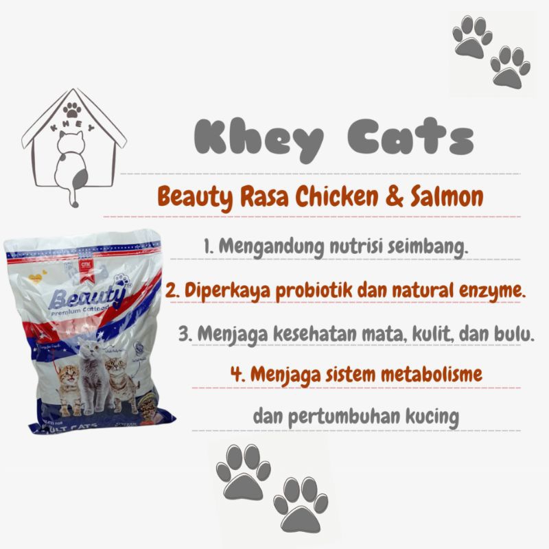 Jual Makanan Kucing Beauty 1kg Repack Dry Food Beauty Premium Kitten ...
