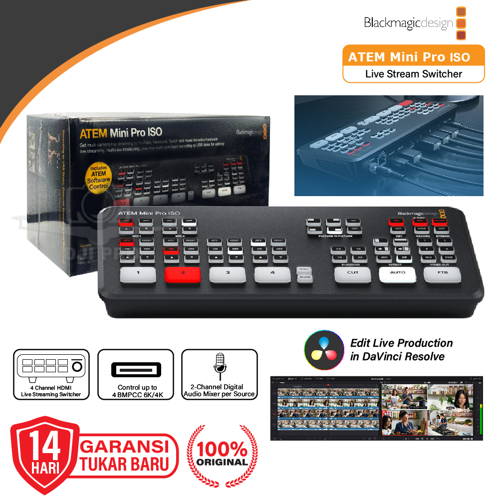 Jual Blackmagic Design ATEM Mini Pro ISO HDMI Live Stream Switcher ...