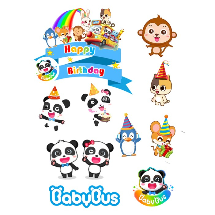 Jual BABY BUS/Topper Ultah BABY BUS Custom Nama/Hiasan Kue ULTAH Tema ...
