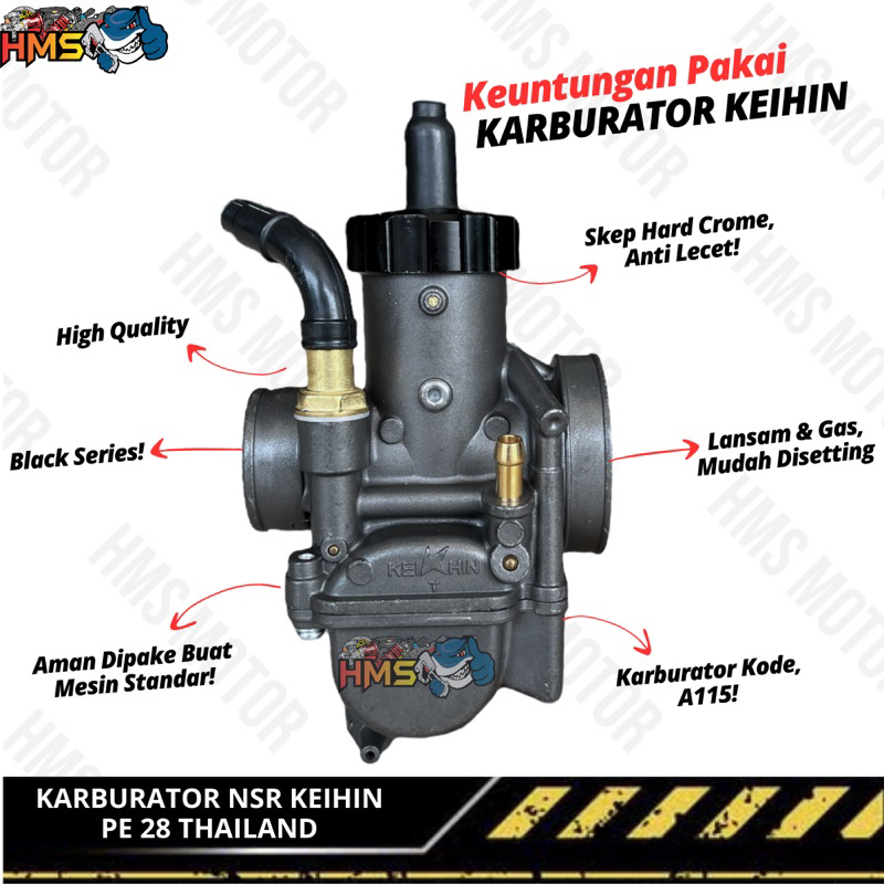 Jual Karburator Karbu PE 28 KEIHIN Black Series KODE A115 Skep HARD CROME ANTI LECET THAILAND ...