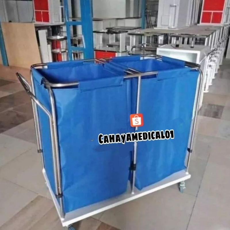 Jual Trolly laundry double bag besi / Trolly laundry rumah sakit ...