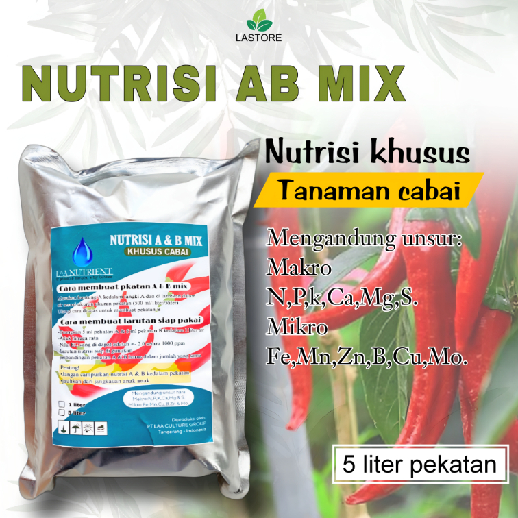 Jual Nutrisi AB Mix Cabe LA NUTRIENT Pekatan 5 Liter Konvensional dan ...