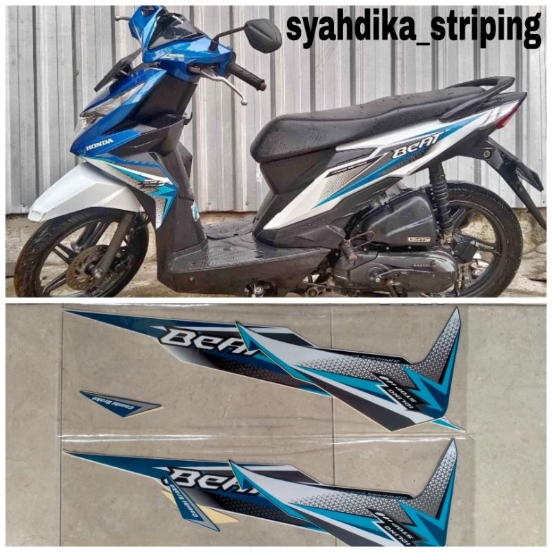 Jual STIKER STRIPING LIS BODY HONDA BEAT FI ESP ISS 2018 BIRU PUTIH ...