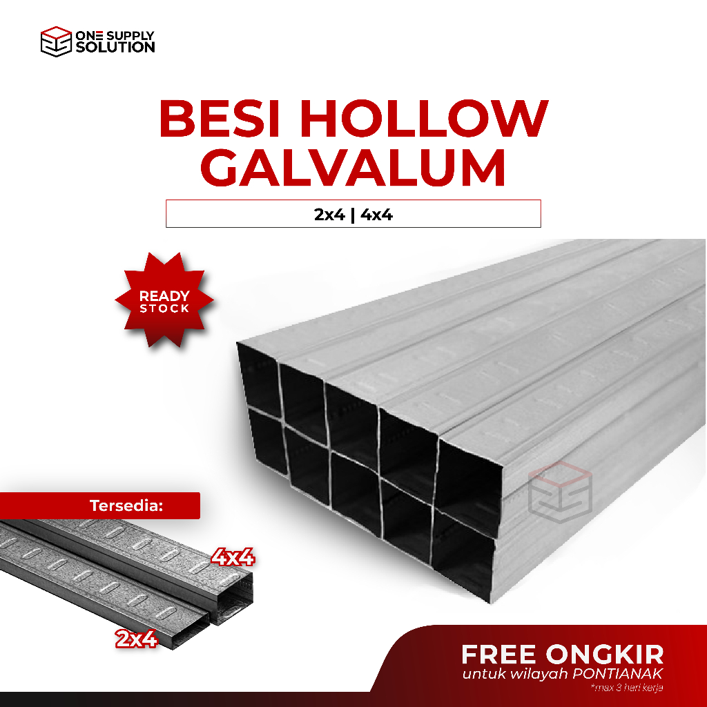 Jual Besi Hollow Galvalum 2x4/ Besi Hollow Galvalum 4x4/ Besi Hollow Plafon/ Besi Hollow Baja ...