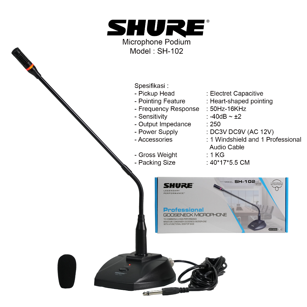 Jual MIC MEJA SHURE SH-102 MIC PODIUM CONFERENCE | Shopee Indonesia