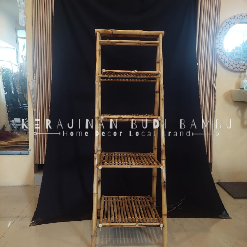 Jual PROMO RAK BAMBU DEKORATIF BISA DILIPAT UKURAN 150CM 4 STEP CANTIK ...