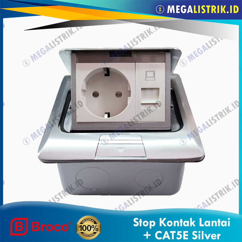 Jual BROCO STOP KONTAK LANTAI + OUTLET DATA CAT5E SILVER D25474-99 ...