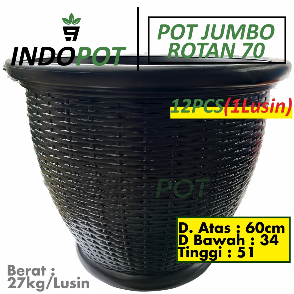 Jual (12Pcs) Pot Rotan 70 Jumbo Pot Tanaman Bunga Hias Kualitas Super ...