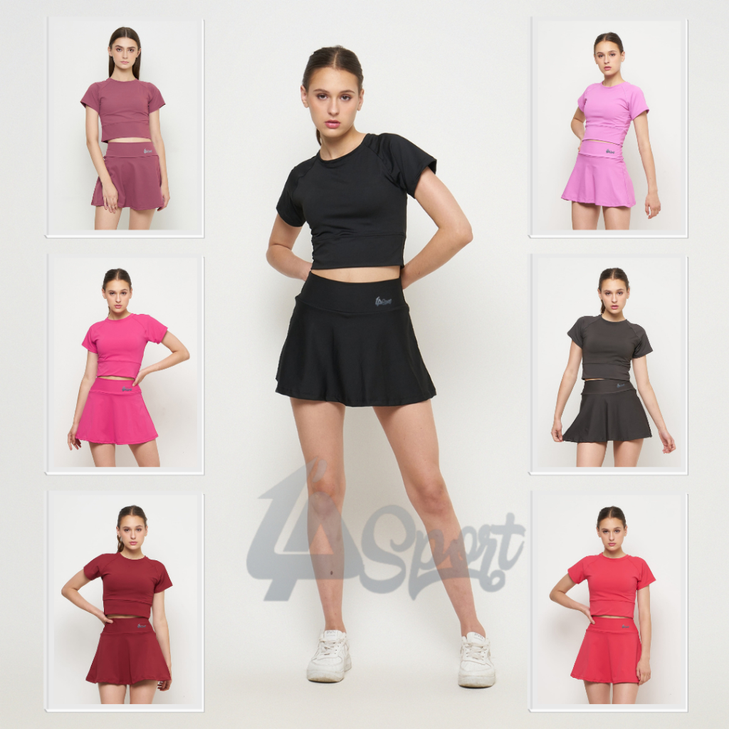 Jual I'A SPORT Set Olahraga Crop Bawahan Rok / Set Zumba Wanita / Set ...