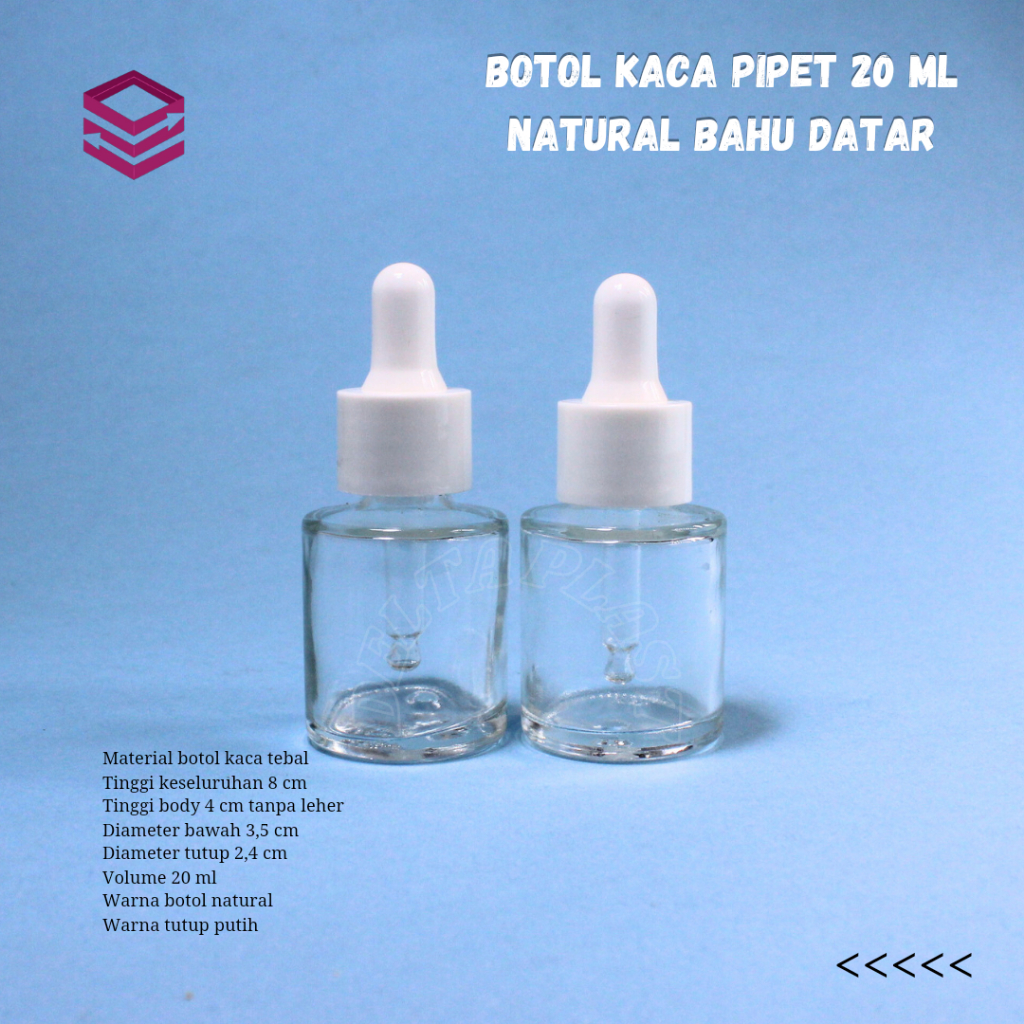 Jual Botol kaca pipet 20ml bening bahu datar / Botol tetes serum ...